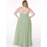 China Manufacturer ODM Black Chiffon Bridesmaid Dress Spaghetti Straps Sleeveless A-Line Front Split Slit Sleeveless Draped for sale