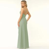 China Manufacturer ODM Black Chiffon Bridesmaid Dress Spaghetti Straps Sleeveless A-Line Front Split Slit Sleeveless Draped for sale