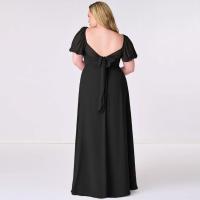 China Gorgeous Manufacturer OEM Chiffon Bridesmaid Dress Cap Sleeves V-Neck Backless A-Line Plus Size Pleated for sale