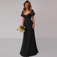 China Gorgeous Manufacturer OEM Chiffon Bridesmaid Dress Cap Sleeves V-Neck Backless A-Line Plus Size Pleated for sale