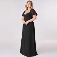 China Gorgeous Manufacturer OEM Chiffon Bridesmaid Dress Cap Sleeves V-Neck Backless A-Line Plus Size Pleated for sale