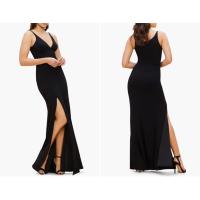 China Stunning Sleeveless Royal Blue Satin Long Evening Dress Front Split Slit Spaghetti Straps Deep V-neck Mermaid for sale