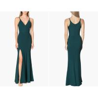 China Stunning Sleeveless Royal Blue Satin Long Evening Dress Front Split Slit Spaghetti Straps Deep V-neck Mermaid for sale