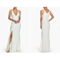 China Stunning Sleeveless Royal Blue Satin Long Evening Dress Front Split Slit Spaghetti Straps Deep V-neck Mermaid for sale