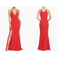 China Stunning Sleeveless Royal Blue Satin Long Evening Dress Front Split Slit Spaghetti Straps Deep V-neck Mermaid for sale