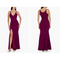 China Stunning Sleeveless Royal Blue Satin Long Evening Dress Front Split Slit Spaghetti Straps Deep V-neck Mermaid for sale