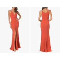China Stunning Sleeveless Royal Blue Satin Long Evening Dress Front Split Slit Spaghetti Straps Deep V-neck Mermaid for sale