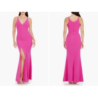 China Stunning Sleeveless Royal Blue Satin Long Evening Dress Front Split Slit Spaghetti Straps Deep V-neck Mermaid for sale