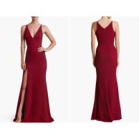 China Stunning Sleeveless Royal Blue Satin Long Evening Dress Front Split Slit Spaghetti Straps Deep V-neck Mermaid for sale
