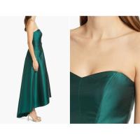 China Gorgeous Factory Custom-made Size High/Low Burgundy Satin Ball Gown Evening Dress Strapless Sweetheart Neck for sale