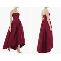 China Gorgeous Factory Custom-made Size High/Low Burgundy Satin Ball Gown Evening Dress Strapless Sweetheart Neck for sale