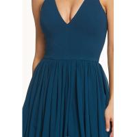 China Manufacturer Plus Size Short Blue Evening Dress V-neck Spaghetti Straps A-Line Sleeveless Ruffles Zipper for sale