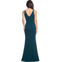 China Slimming V-neck Spaghetti Straps Long Blue Satin Evening Dress Front Split Slit Mermaid Ruffles Manufacturer Sleeveless for sale