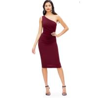 China Sexy One-shoulder Short Black Evening Dress Sheath Ruffles Knee-length Custom-made Size Manufacturer Sleeveless for sale