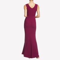 China Slimming Sexy V-neck Long Red Evening Dress Front Split Slit Mermaid Manufacturer Sleeveless Floor-length for sale