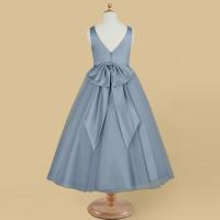 China New Design Blue Tulle Flower Girl Dress Children's Dresses Gown V-neck Customized Sleeveless for sale