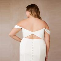 China Beautiful Plus Size Off-the-shoulder Keyhole White Chiffon Sweep Train Mermaid Ruffles Square Neckline Front Split Slit for sale