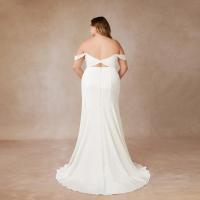 China Beautiful Plus Size Off-the-shoulder Keyhole White Chiffon Sweep Train Mermaid Ruffles Square Neckline Front Split Slit for sale