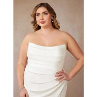 China Beautiful Plus Size Off-the-shoulder Keyhole White Chiffon Sweep Train Mermaid Ruffles Square Neckline Front Split Slit for sale