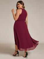 China A Line Sleeveless Halter Neck Wedding Guest Dress Burgundy Chiffon Cocktail Dresses for sale