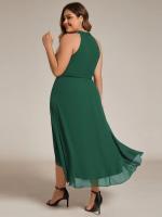 China Sexy A-line Sleeveless Halter Neck Wedding Guest Dress Dark Green Chiffon Graduation Dresses for sale