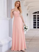 China Chic V-neck Pleated Sleeveless Backless A-line Empire Spaghetti Strap Applique Waist Pink Chiffon Prom Dress for sale