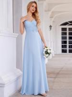 China Chic V-neck Pleated Sleeveless Backless A-line Empire Spaghetti Strap Applique Waist Ice Blue Chiffon Evening Dress for sale