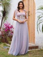 China Empire A-line Sleeveless Frenulum Knotting Sweetheart Neck Spaghetti Strap Waist Applique Pink Tulle Evening Dress for sale