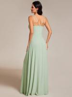 China Chic Empire A-line Adjustable Straps V-neck Pleated Mint Green Chiffon Bridesmaid Dress for sale