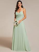 China Chic Empire A-line Adjustable Straps V-neck Pleated Mint Green Chiffon Bridesmaid Dress for sale