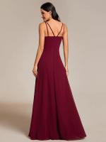 China Sexy Empire A-line Adjustable Straps V-neck Pleated Burgundy Chiffon Prom Dress for sale