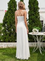 China Hot Sale Empire A-line Adjustable Straps V-neck Pleated White Chiffon Homecoming Dress for sale
