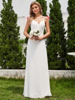 China Hot Sale Empire A-line Adjustable Straps V-neck Pleated White Chiffon Homecoming Dress for sale
