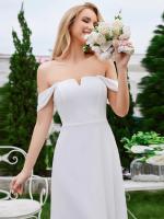 China Empire High-waisted Sleeveless Cap Sleeve Square Neck Invisible Zipper White Chiffon Graduation Dress for sale