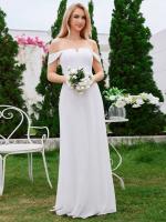China Empire High-waisted Sleeveless Cap Sleeve Square Neck Invisible Zipper White Chiffon Graduation Dress for sale