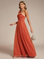 China Exquisite One-shoulder Sweetheart Ruffled A-line Zipper Pleated High Slit White Tulle Bridesmaid Dress for sale