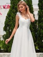 China Exquisite One-shoulder Sweetheart Ruffled A-line Zipper Pleated High Slit White Tulle Bridesmaid Dress for sale