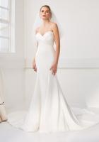 China Sexy Custom-made Size Sweetheart Neckline Zipper Sweep Train Mermaid White Satin Bride Wedding Dress for sale