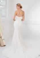 China Sexy Custom-made Size Sweetheart Neckline Zipper Sweep Train Mermaid White Satin Bride Wedding Dress for sale