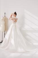 China Glamorous Pleated Two Straps Plus Size White Satin Bride Ball Gown Wedding Dress for sale