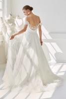 China Romantic Layered Tull Illusion Back Applique Lace Zipper Detachable Cold-shoulder White Tulle A-line Bride Wedding Dress for sale