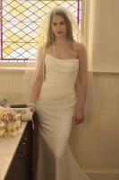 China Sexy Zipper Plus Size Strapless Draped Sheath Chapel Train Mermaid White Soft Satin Wedding Dress for sale