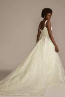 China Stunning Sweetheart Neckline Two Straps Cathedral Train Zipper Applique Lace Ivory Tank Ball Gown Bride Wedding Dress for sale