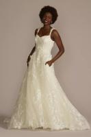 China Stunning Sweetheart Neckline Two Straps Cathedral Train Zipper Applique Lace Ivory Tank Ball Gown Bride Wedding Dress for sale