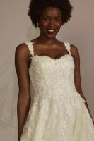 China Stunning Sweetheart Neckline Two Straps Cathedral Train Zipper Applique Lace Ivory Tank Ball Gown Bride Wedding Dress for sale