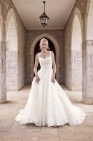 China Stunning Sweetheart Neckline Two Straps Cathedral Train Zipper Applique Lace Ivory Tank Ball Gown Bride Wedding Dress for sale
