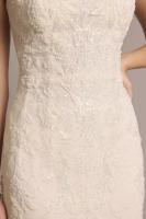 China Modern Cat-eye Neckline Strapless Spaghetti Straps Appliques Lace Chapel Train Zipper Mermaid White Tulle Wedding Dress for sale