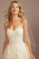 China Stunning Off-the-shoulder Lace-up Princess Sweetheart Removable Swag Sleeves Chapel Train White Lace Bride Wedding Dress for sale