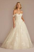 China Stunning Off-the-shoulder Lace-up Princess Sweetheart Removable Swag Sleeves Chapel Train White Lace Bride Wedding Dress for sale
