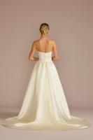 China Fashionable Sweetheart Neckline Ruffles Sheath Mermaid Zipper Sweep Train Ruched Removable Overskirt Ivory Wedding Dress for sale